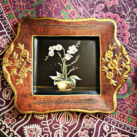 Art | Ceramic Shaped Orchid Painted Plate | Poshmark